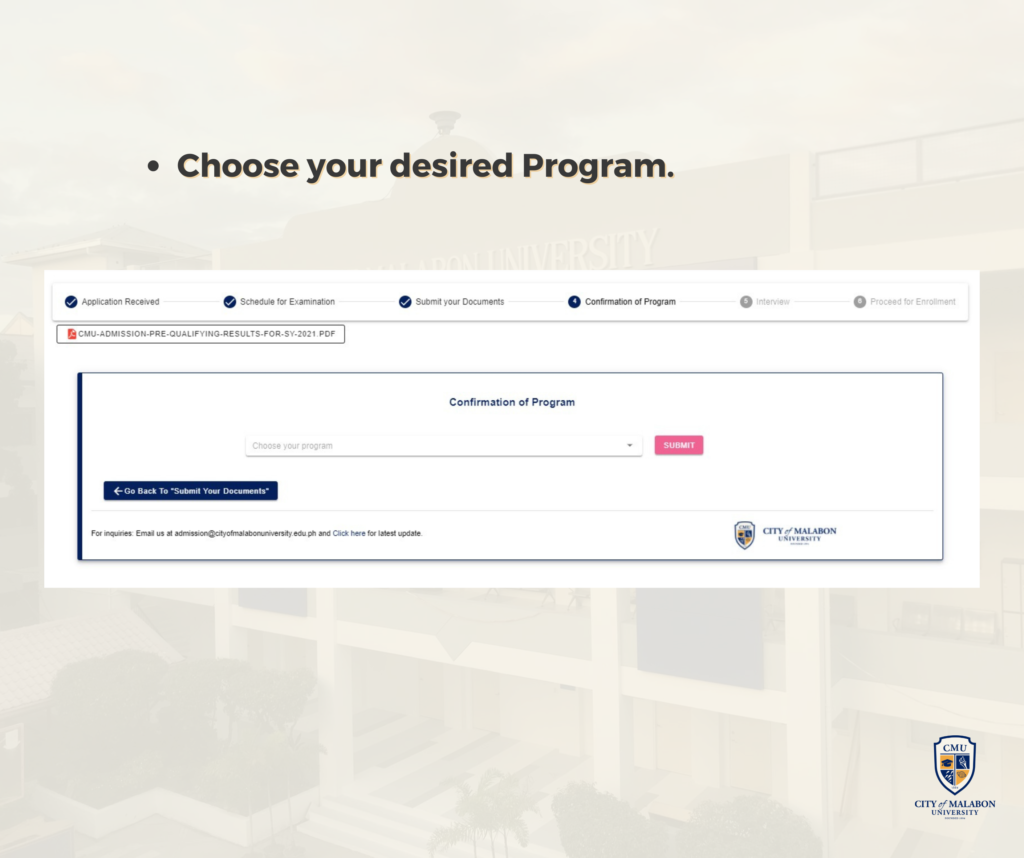 CMU Successful Examinees' Enrollment Procedures – City of Malabon ...
