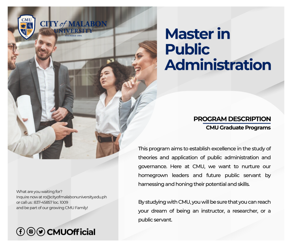 CMU School of Graduate Studies – MPA – City of Malabon University