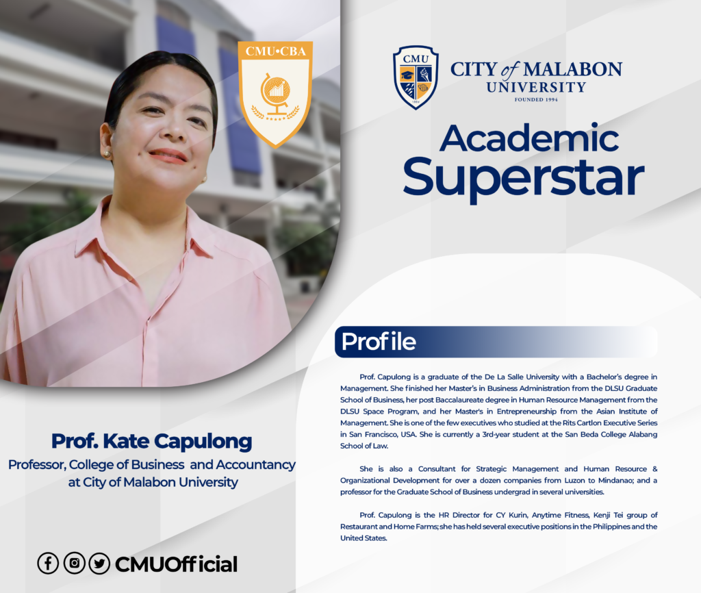 ACADEMIC SUPERSTAR | Prof. Kate Capulong – City of Malabon University